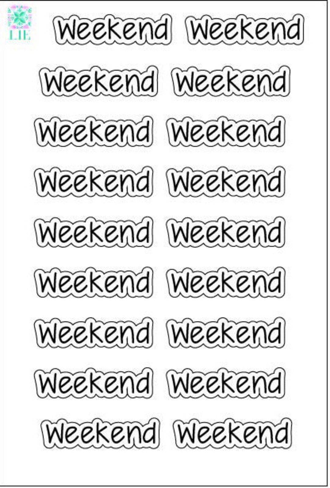Weekend// Jenplans Font// Script Stickers // Fits .5" X 3" Box and ...
