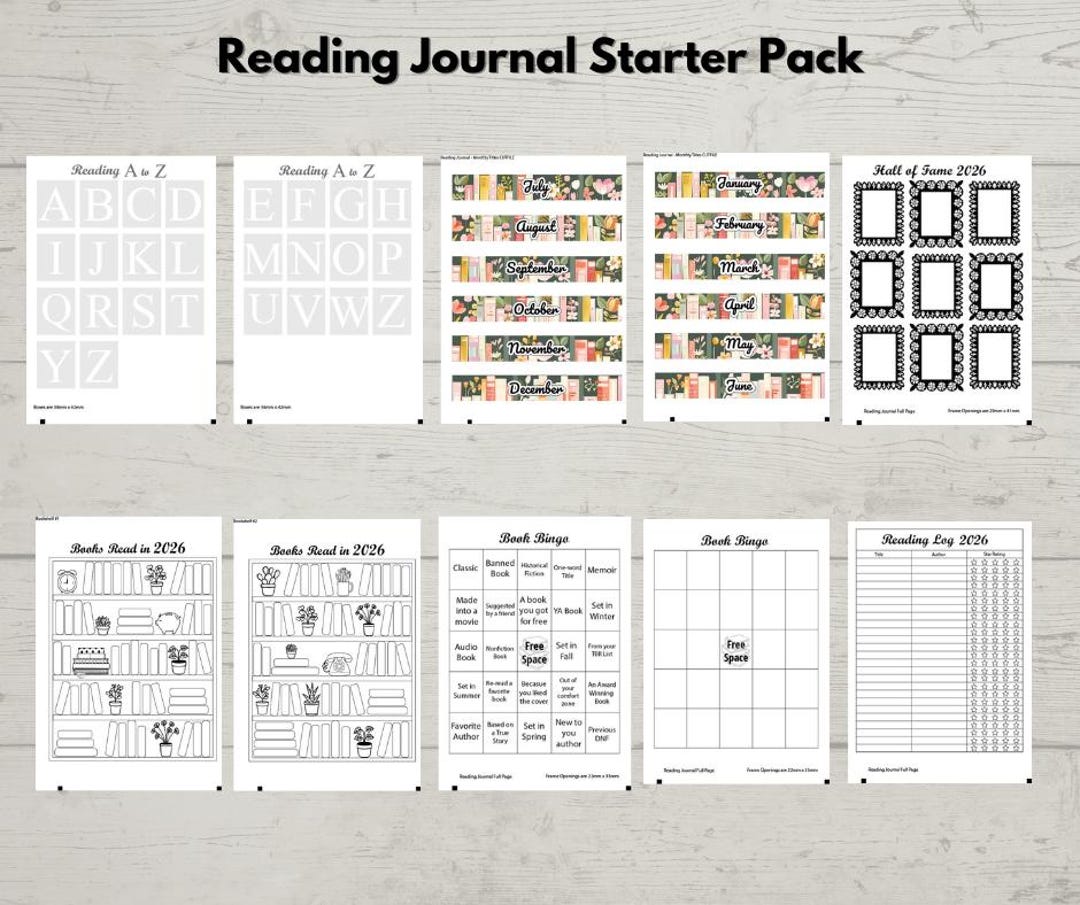 Reading Journal Starter Pack 2026 - Etsy