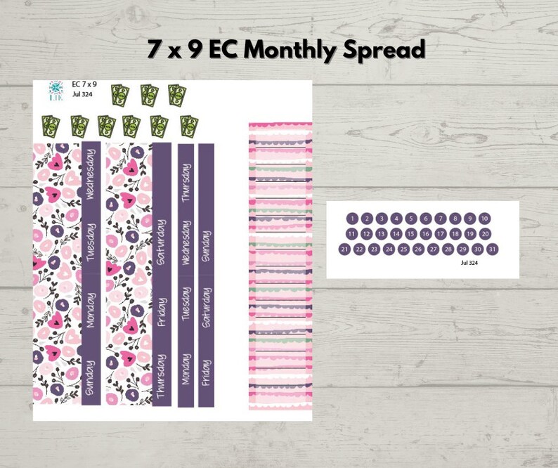 Jul 324 / EC 7x9 Monthly Spread / Erin Condren - Etsy