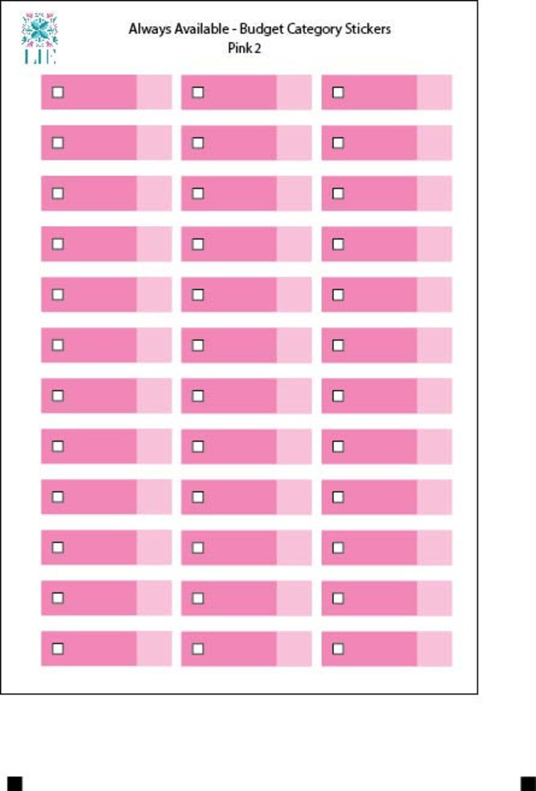 Pink 2 Always Available 1.5 Budget Category Stickers - Etsy