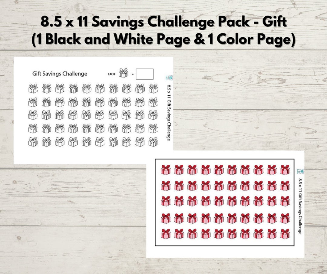 Gift Savings Challenge / 8.5 X 11 Pack / Individual Pages Also ...