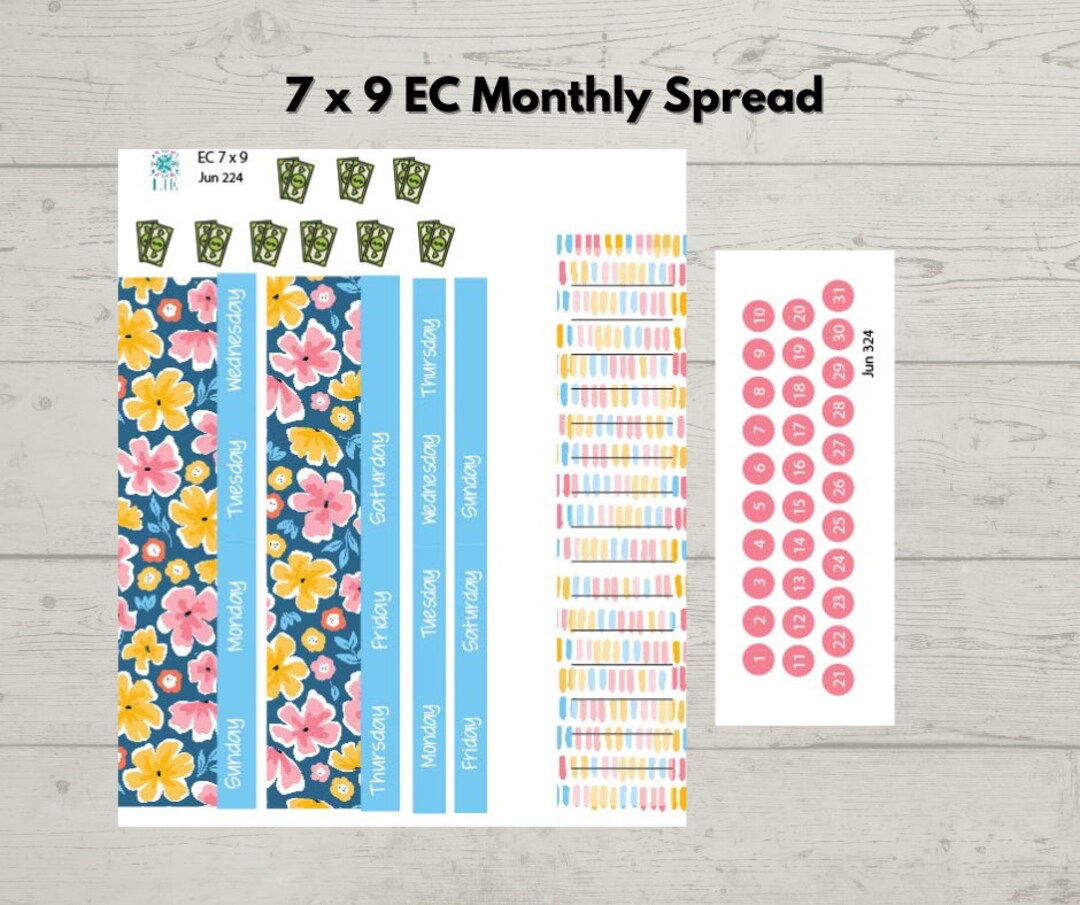 Jun 324 / EC 7x9 Monthly Spread / Erin Condren - Etsy