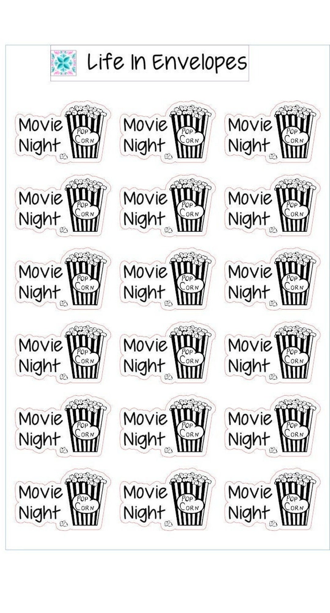 Movie Night // Script Stickers - Etsy