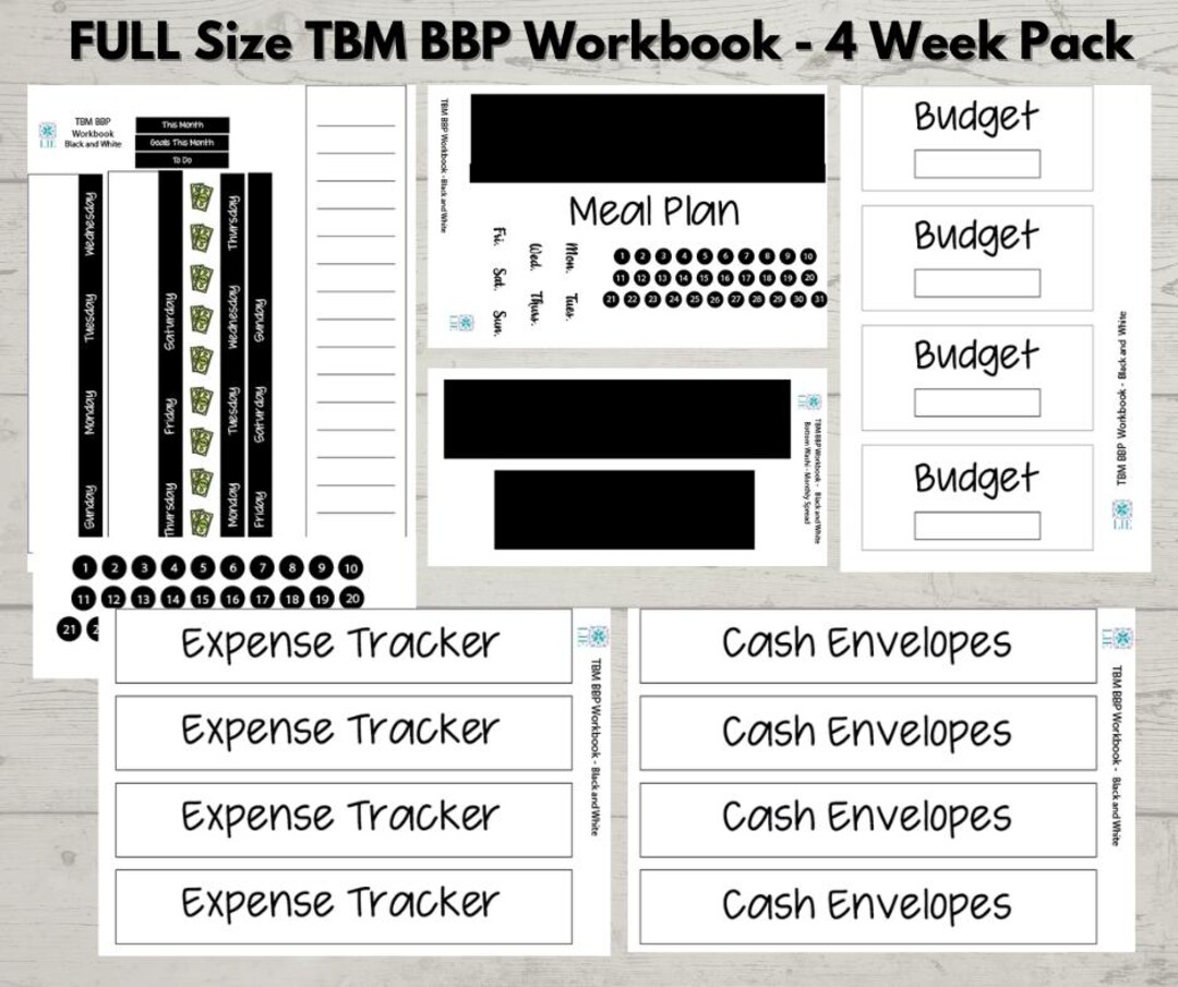 Black and White FULL TBM BBP Workbook / 4-week Pack or Individual ...