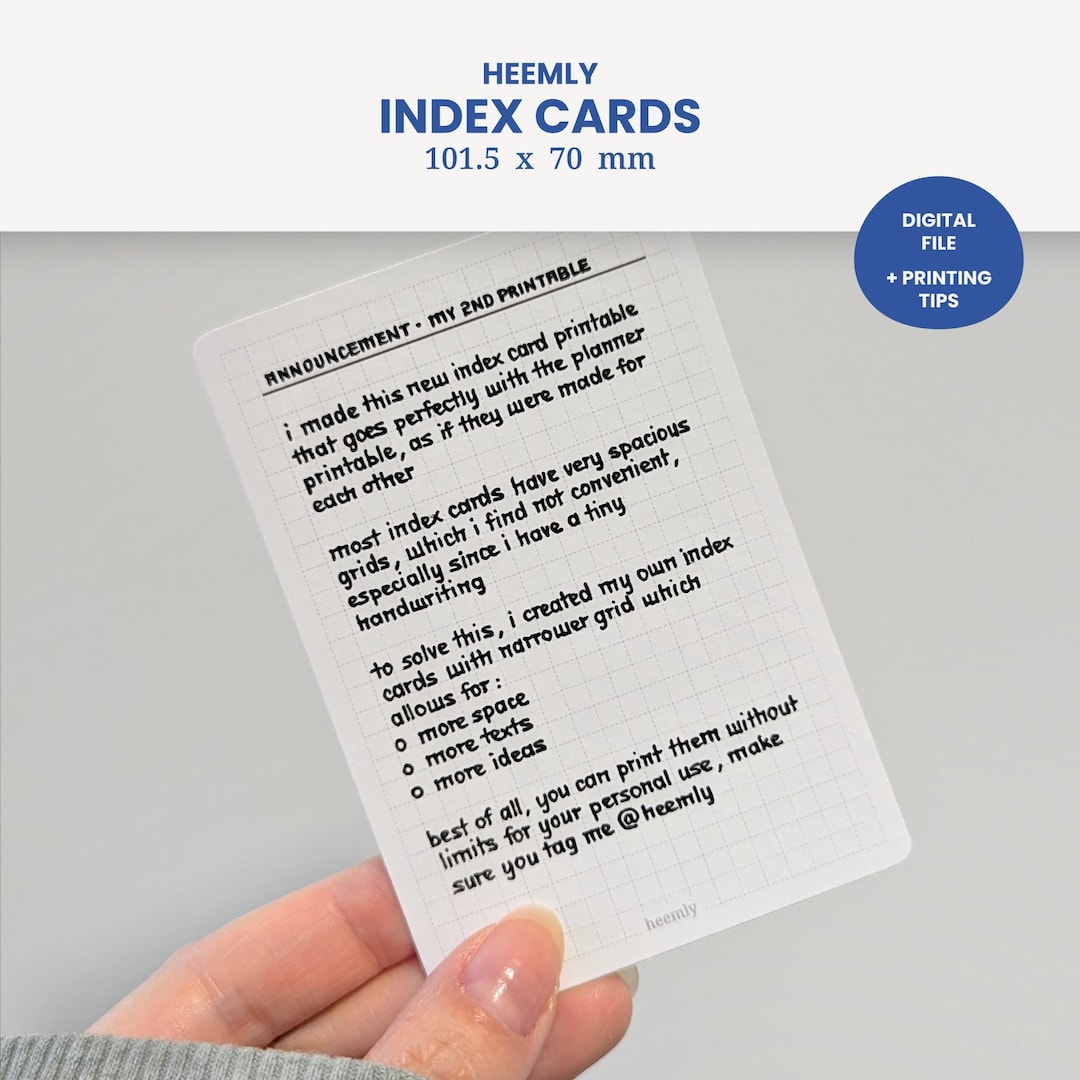Printable • Index Cards • Notes, Tasks, To-do Lists, Recipes, Revisions ...