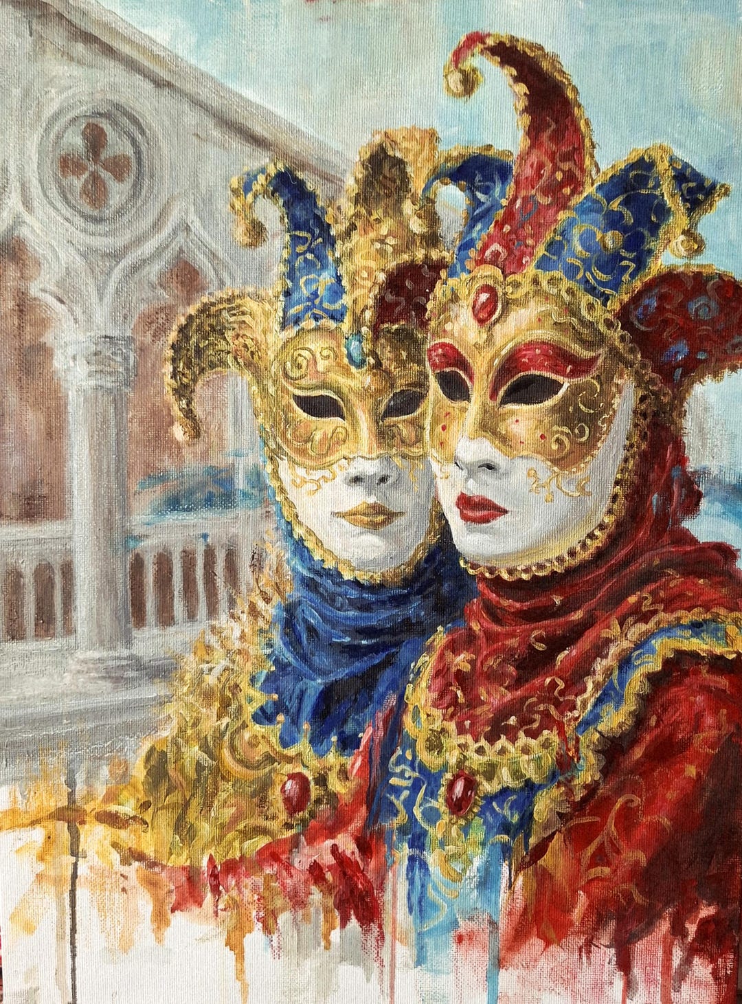Venice Carnival Masks, Original Oil Painting on Canvas - Etsy