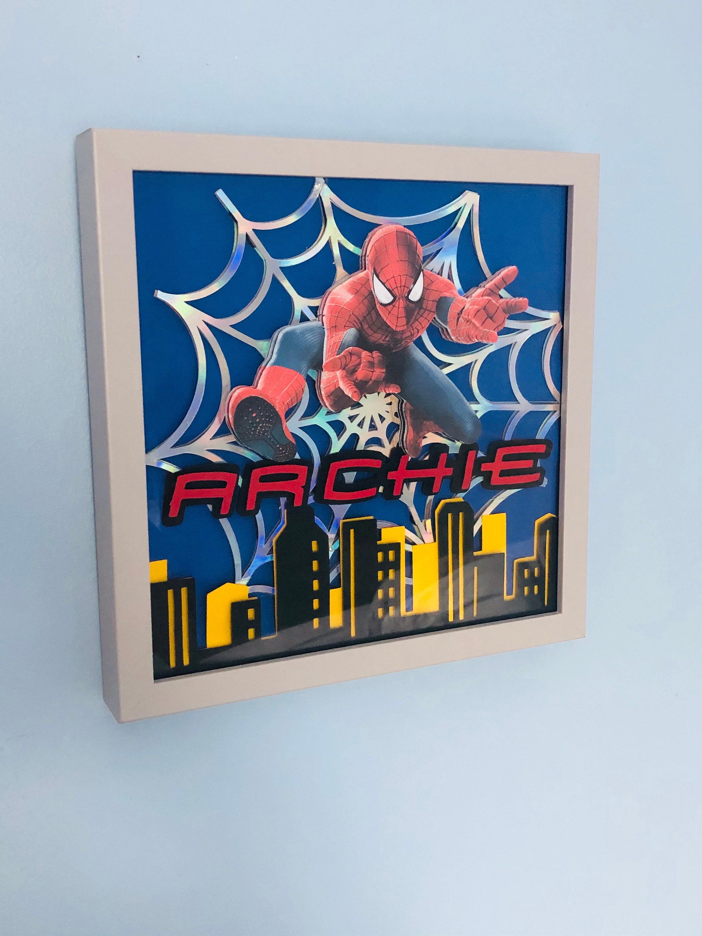 Personalised 3D Spiderman Shadow Box Spiderman | Etsy