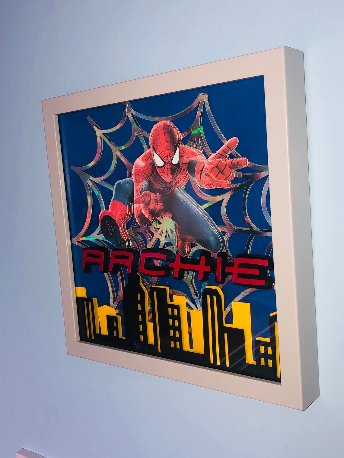 Personalised 3D Spiderman Shadow Box Spiderman | Etsy