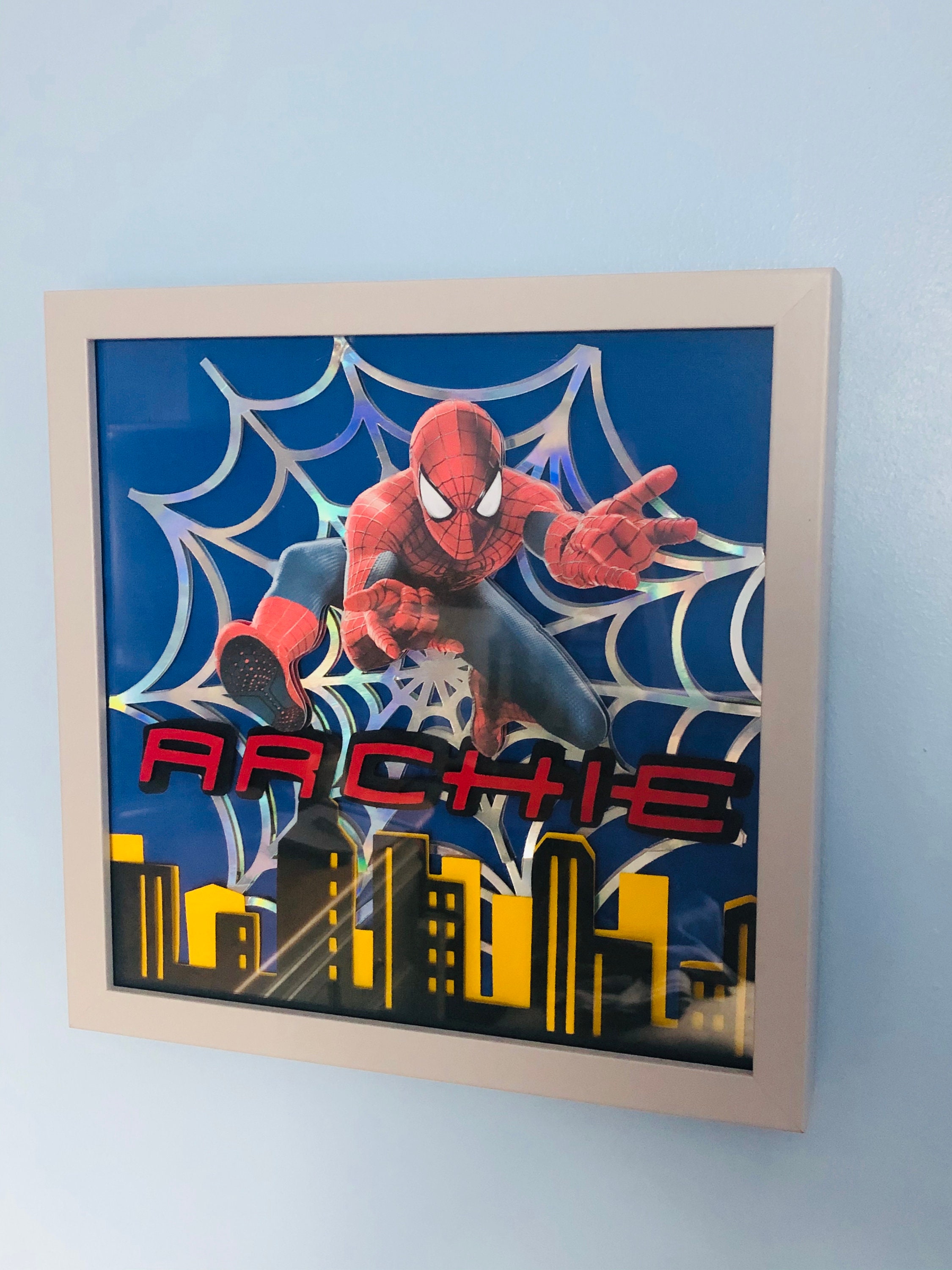 Personalised 3D Spiderman Shadow Box Spiderman | Etsy