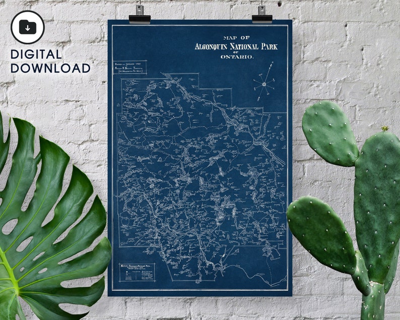 Digital Download - Vintage Map - Algonquin National Park of Ontario ...
