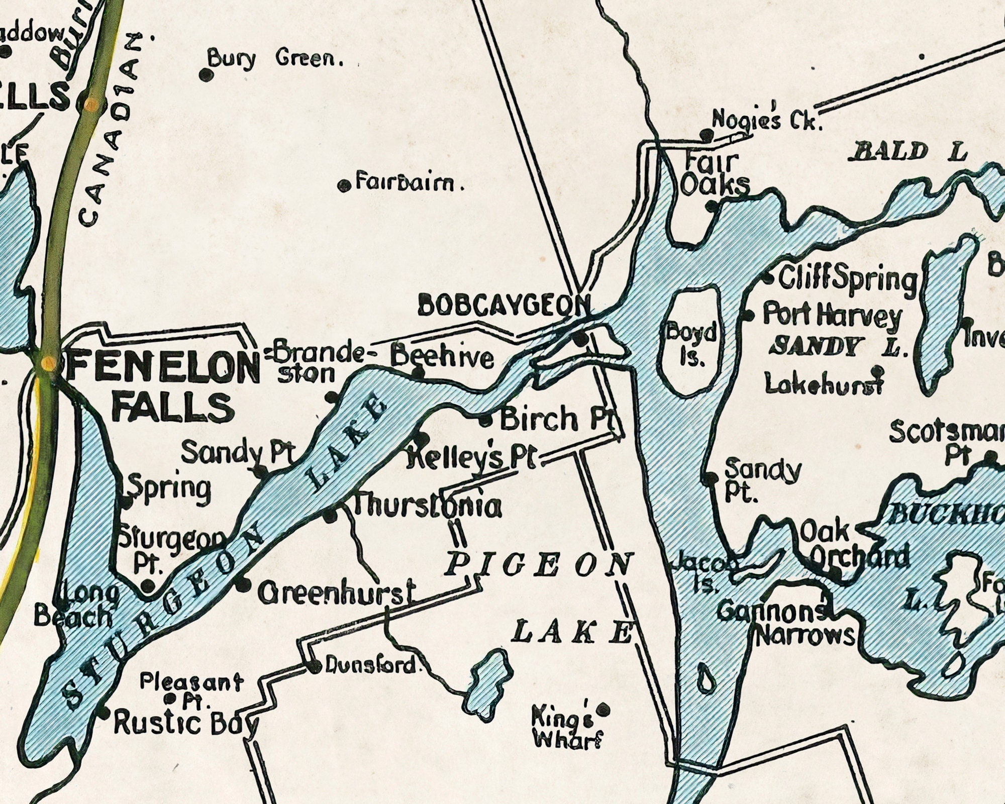 Digital Download - Vintage Map of Kawartha Lakes District and ...