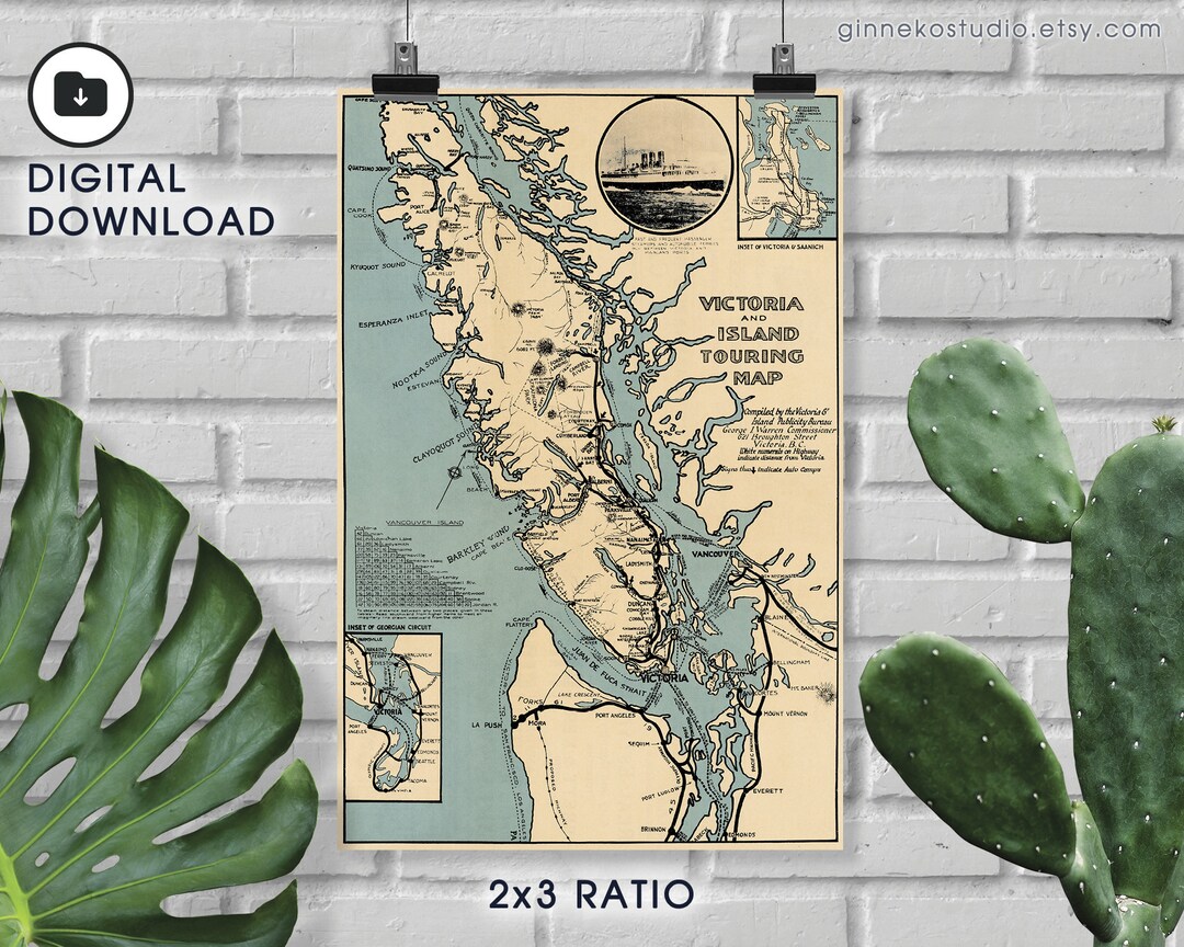 Digital Download - Vintage 1925 Victoria and Island Touring Map - Etsy