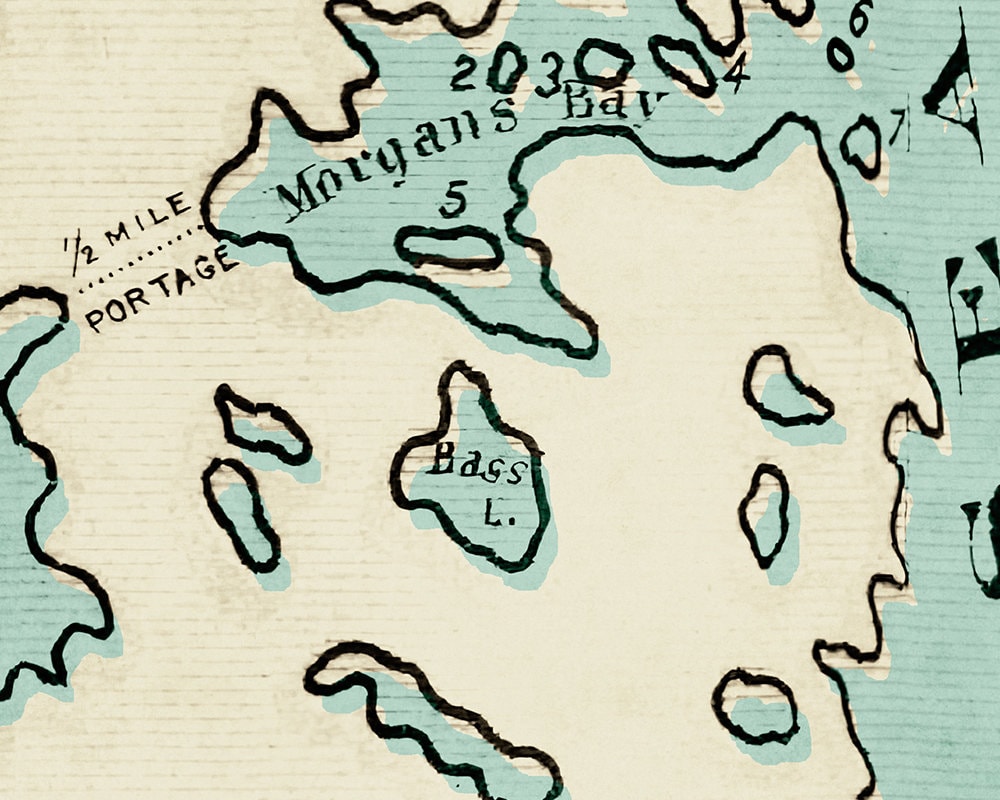 Canvas Print Vintage Map of Lakes Joseph and Rosseau, Muskoka District ...