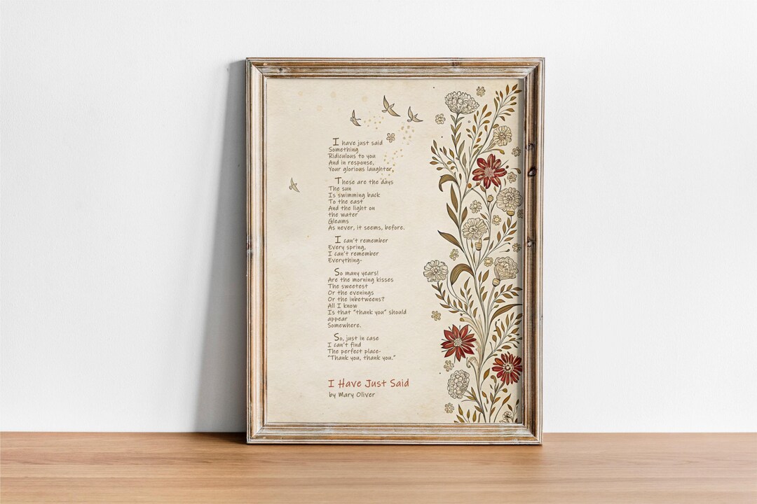 Thank You Poem by Mary Oliver, Quotes About Life, Nature Lover Gift ...