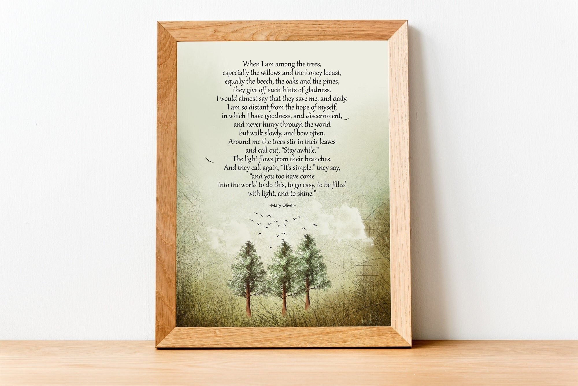 Mary Oliver Poem , When I Am Among the Trees , Nature Lover Gift ...