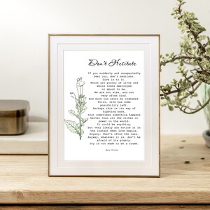 Mary Oliver Poem Don't Hesitate Motivational Quote - Etsy
