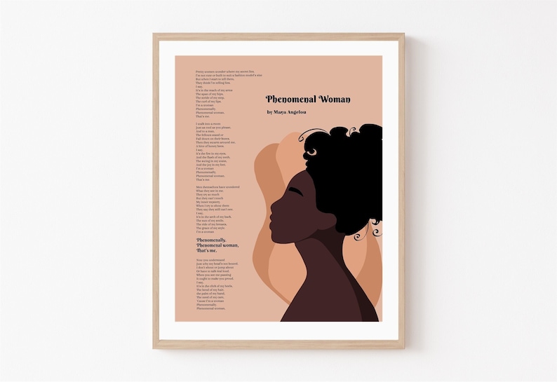 Maya Angelou Poem Phenomenal Woman Motivational Wall Art Etsy