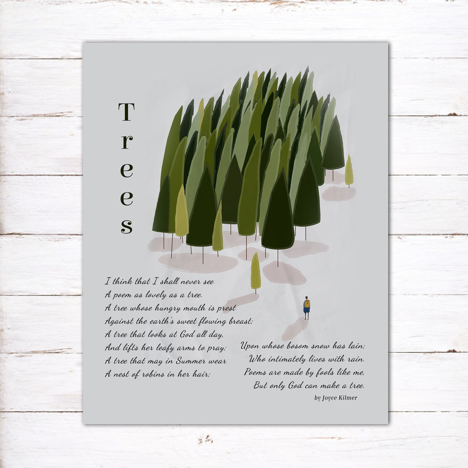 Trees Poem Joyce Kilmer Poem Inspirational Poem - Etsy