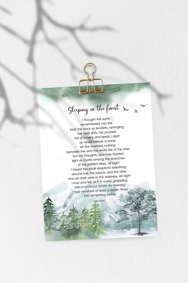 Mary Oliver Poem Sleeping in the Forest Nature Lover Gift | Etsy