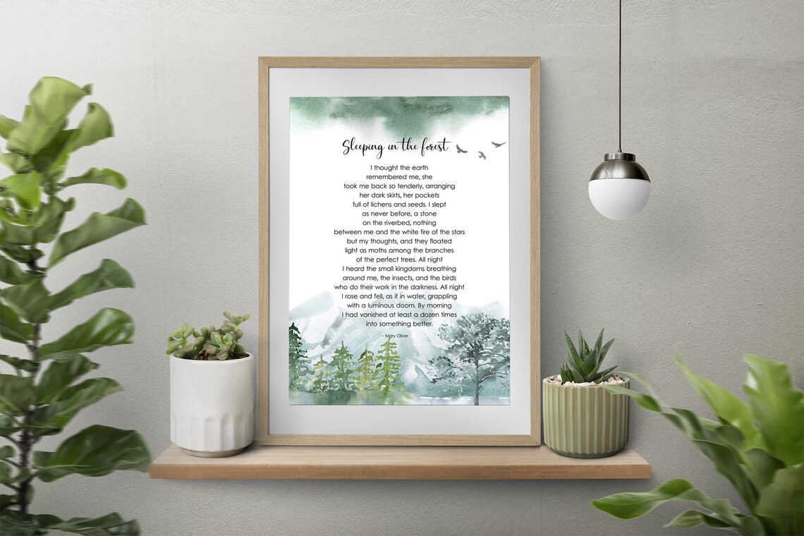 Mary Oliver Poem Sleeping in the Forest Nature Lover Gift | Etsy