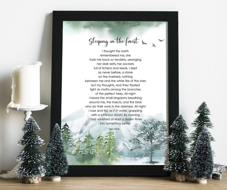 Mary Oliver Poem Sleeping in the Forest Nature Lover Gift | Etsy