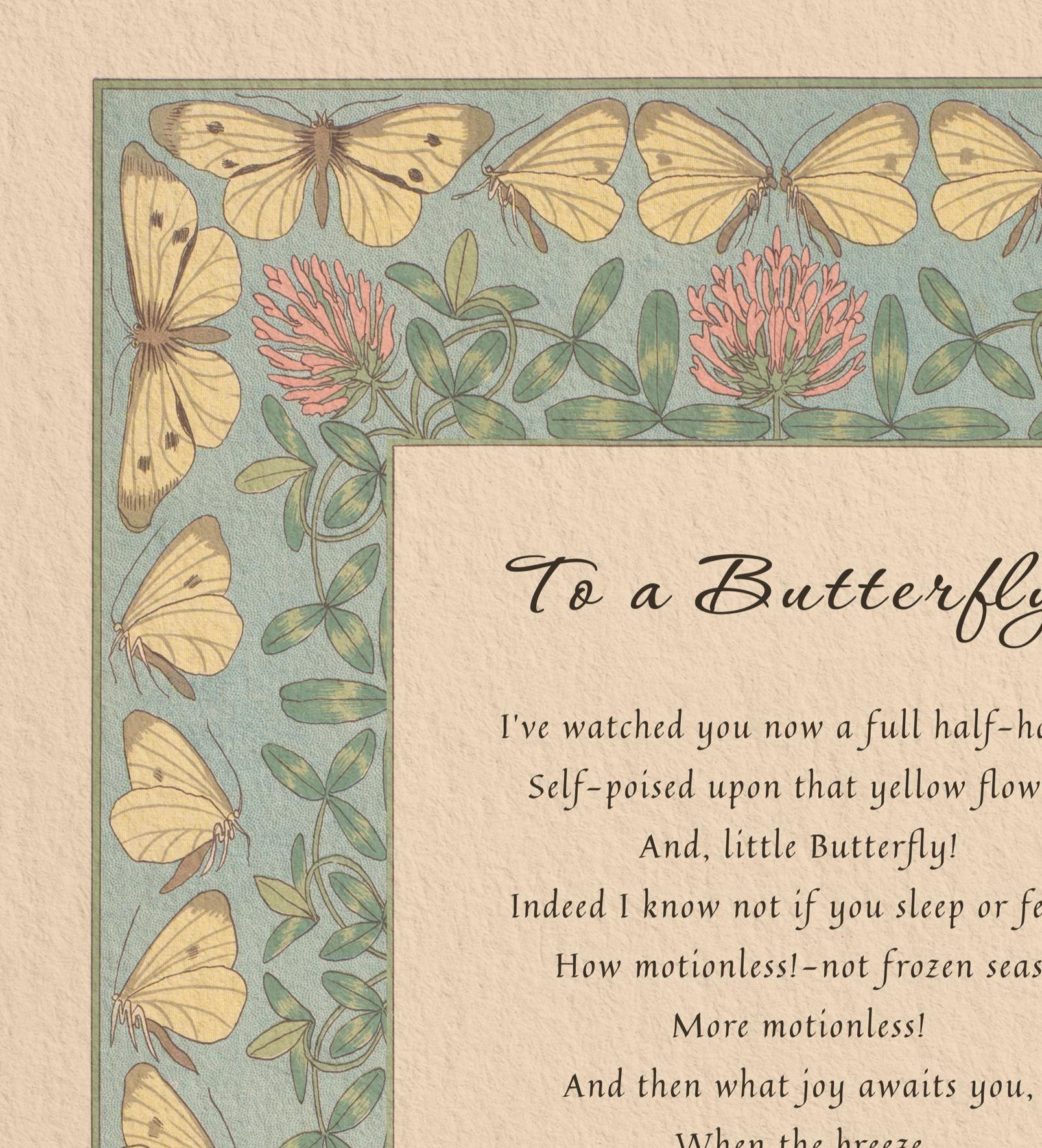 William Wordsworth Poem, Butterfly Vintage Illustration, Digital ...
