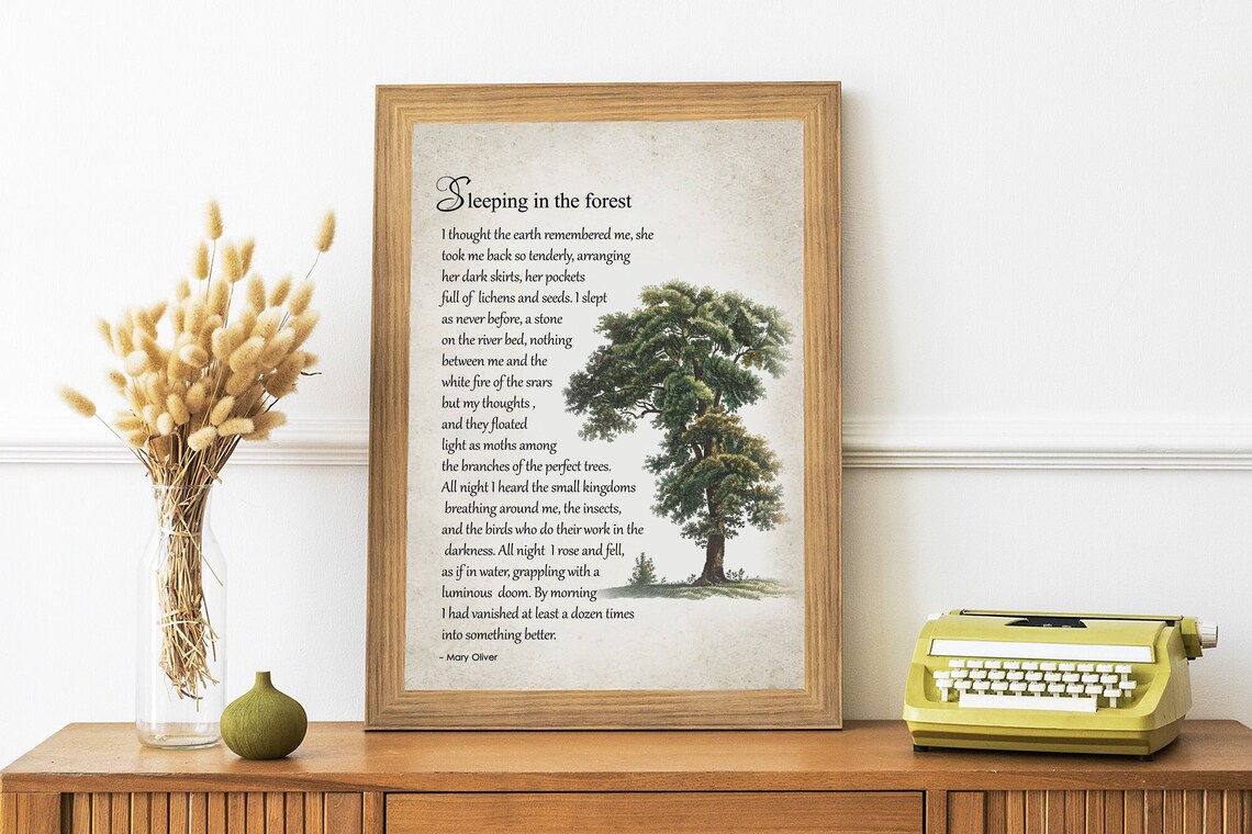 Mary Oliver Poem Sleeping in the Forest Nature Lover Gift | Etsy
