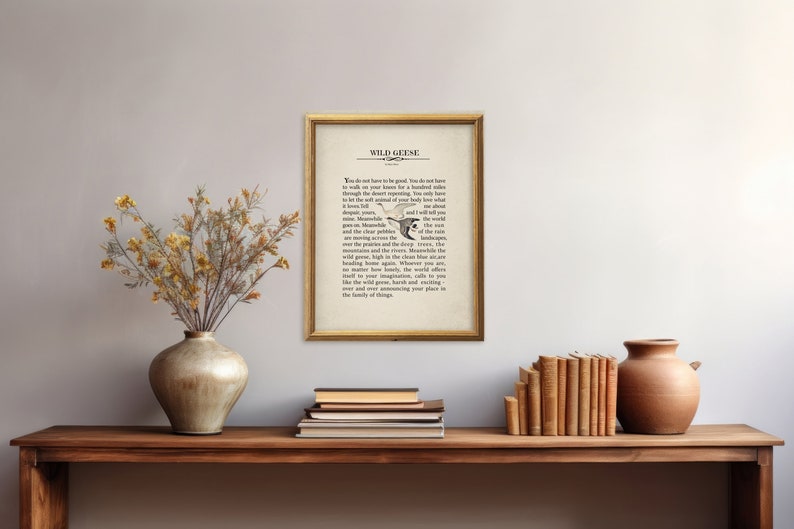 Wild Geese Poem, Quote About Birds, Vintage Literary Art Print ...