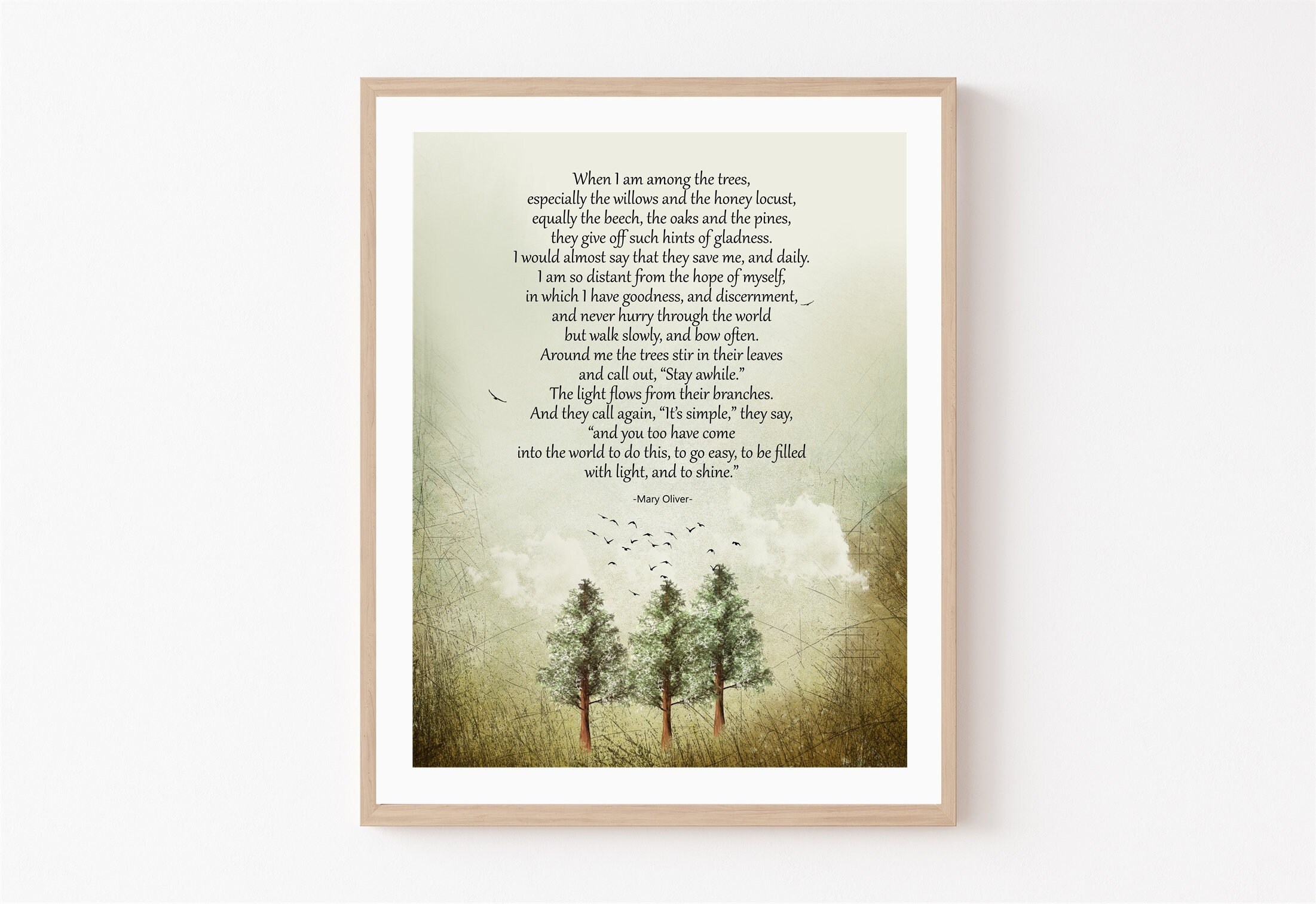 Mary Oliver Poem , When I Am Among the Trees , Nature Lover Gift ...