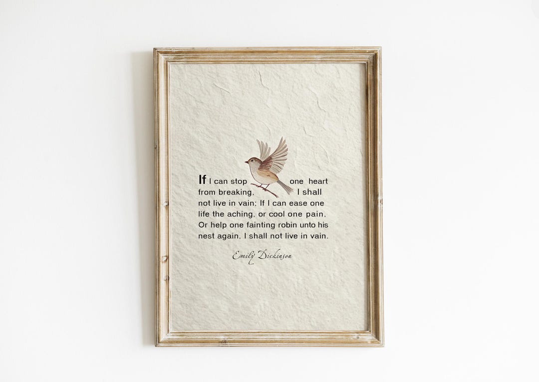 Emily Dickinson Poem, If I Can Stop One Heart From Breaking, Vintage ...