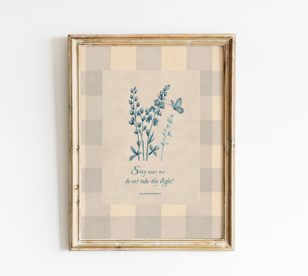 Butterfly Quote Print: William Wordsworth Poem, Vintage Botanical Art ...