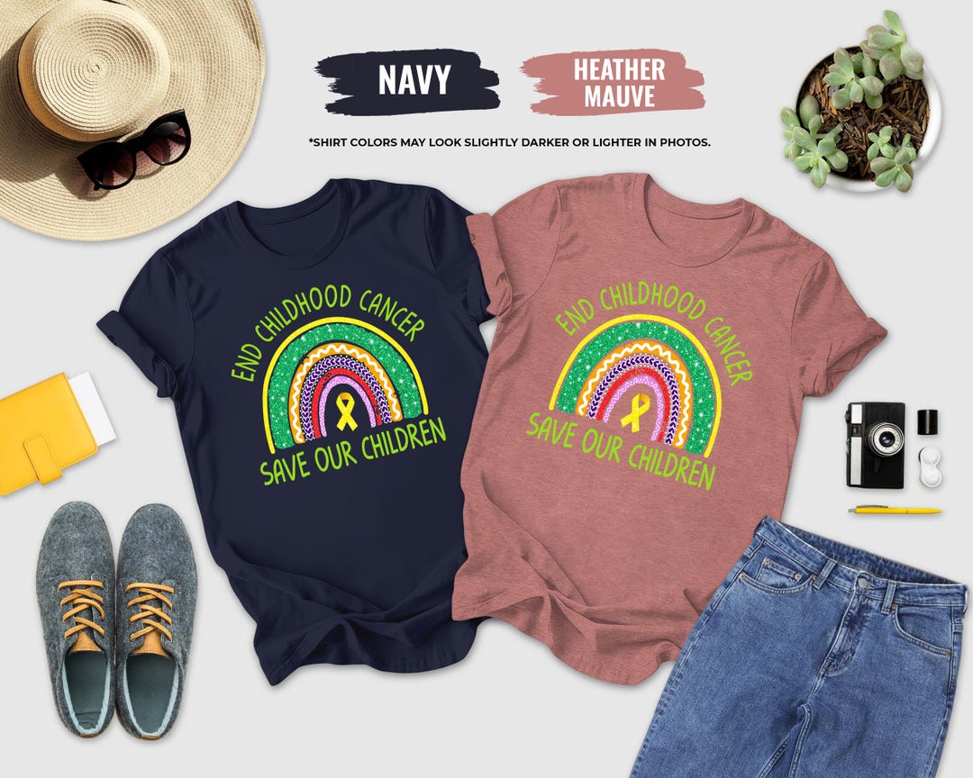 End Childhood Cancer Save Our Children Rainbow Gold Ribbon Tee, Child ...
