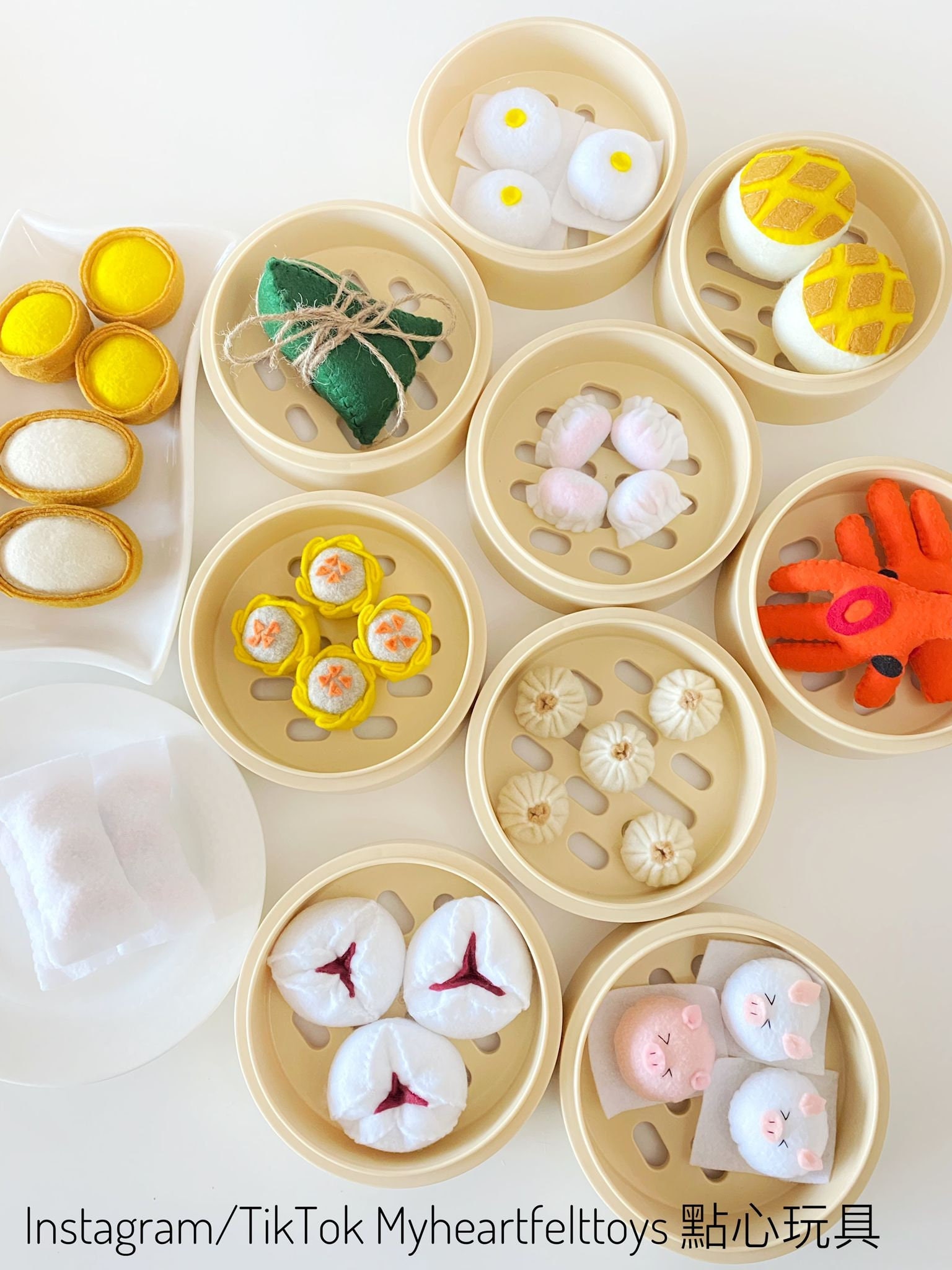 Felt Food Dim Sum Toys, Dumpling Pretend Play Kitchen, Plastic Steamer ...
