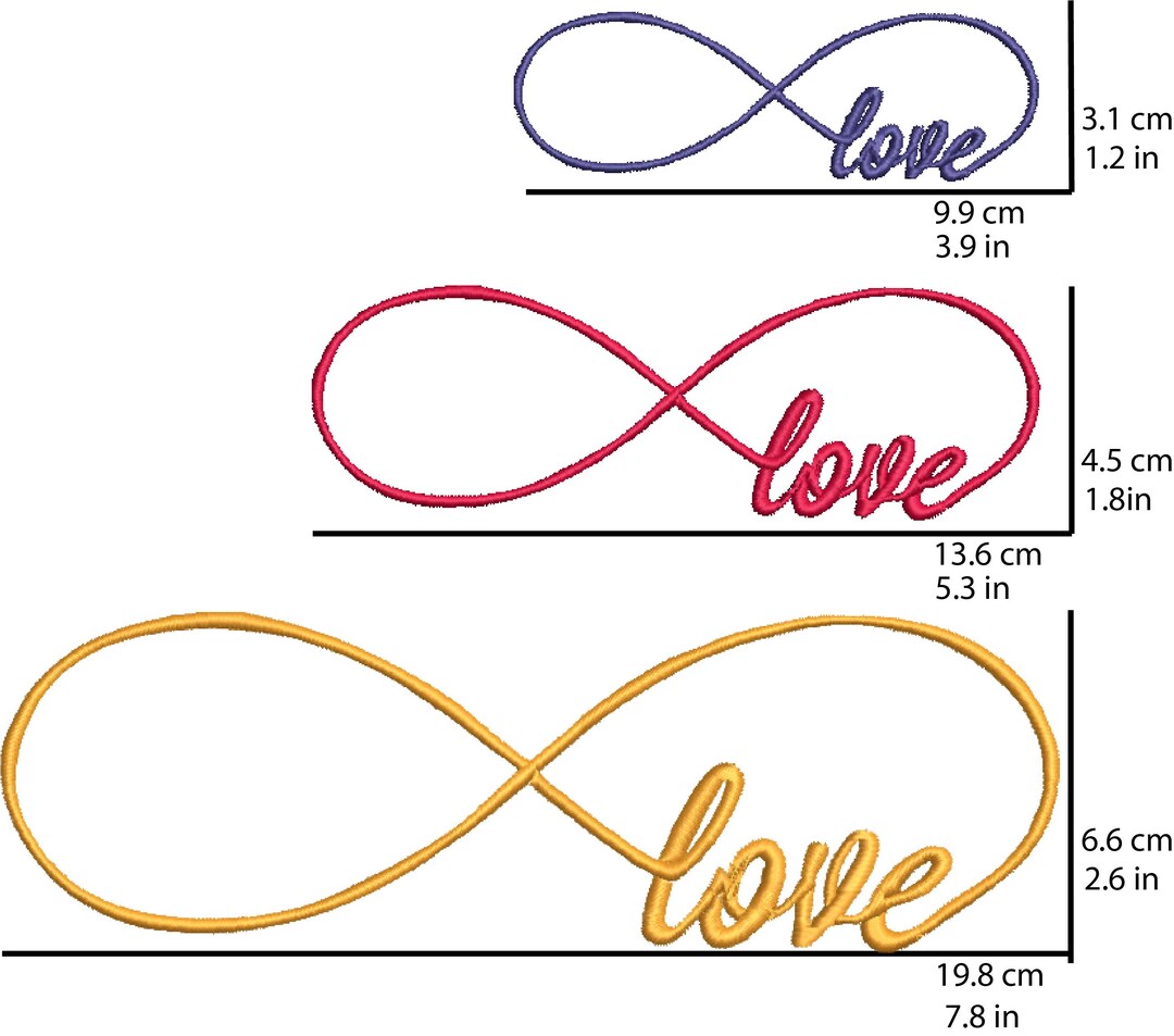 Infinity Love Embroidery File, Machine Stitch Design (small, Medium ...