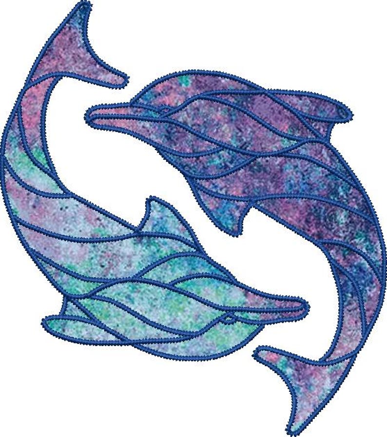 Jumping Zentangle Dolphin Outline Machine Applique and Embroidery ...