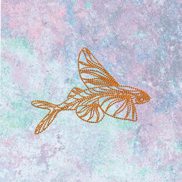 Flying Fish Embroidery Design, Four-wing Outline (digital Download) - Etsy