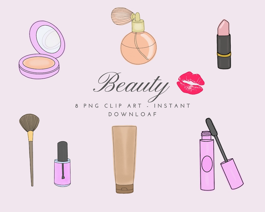 Hand Drawn Clip Art- Beauty Design Elements- 8 PNG Files - 300 Dpi ...
