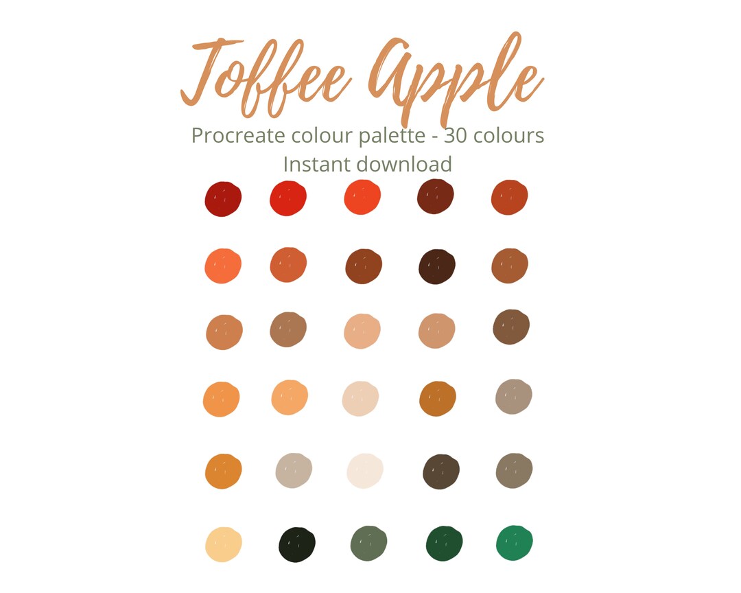 Toffee Apple Procreate Colour Palette/swatch 30 Colours Instant ...
