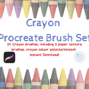 Crayon Procreate Brush Set - 4 Crayon + 1 Lettering Brush - Crayon Colour Palette/ Swatch - 3 ...