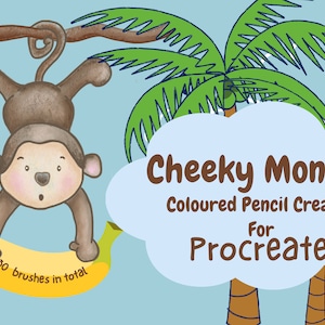 Monkey Illustration Brushes for Procreate – Paper Texture Sketch Stamps ...