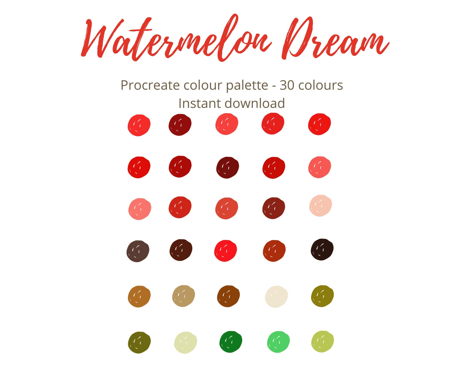 Watermelon Dream Procreate Colour Palette/swatch Instant Download Red ...