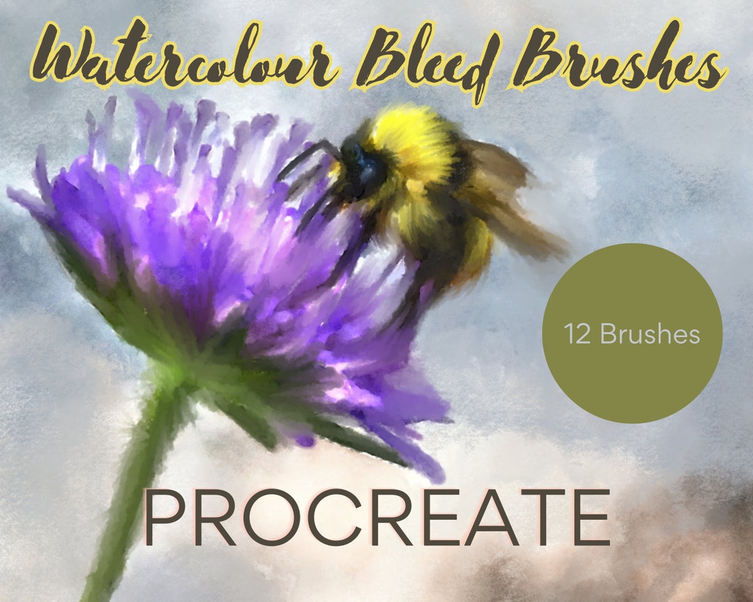 Watercolour Bleed Brushes for Procreate - 12 X Dynamic Brushes ...