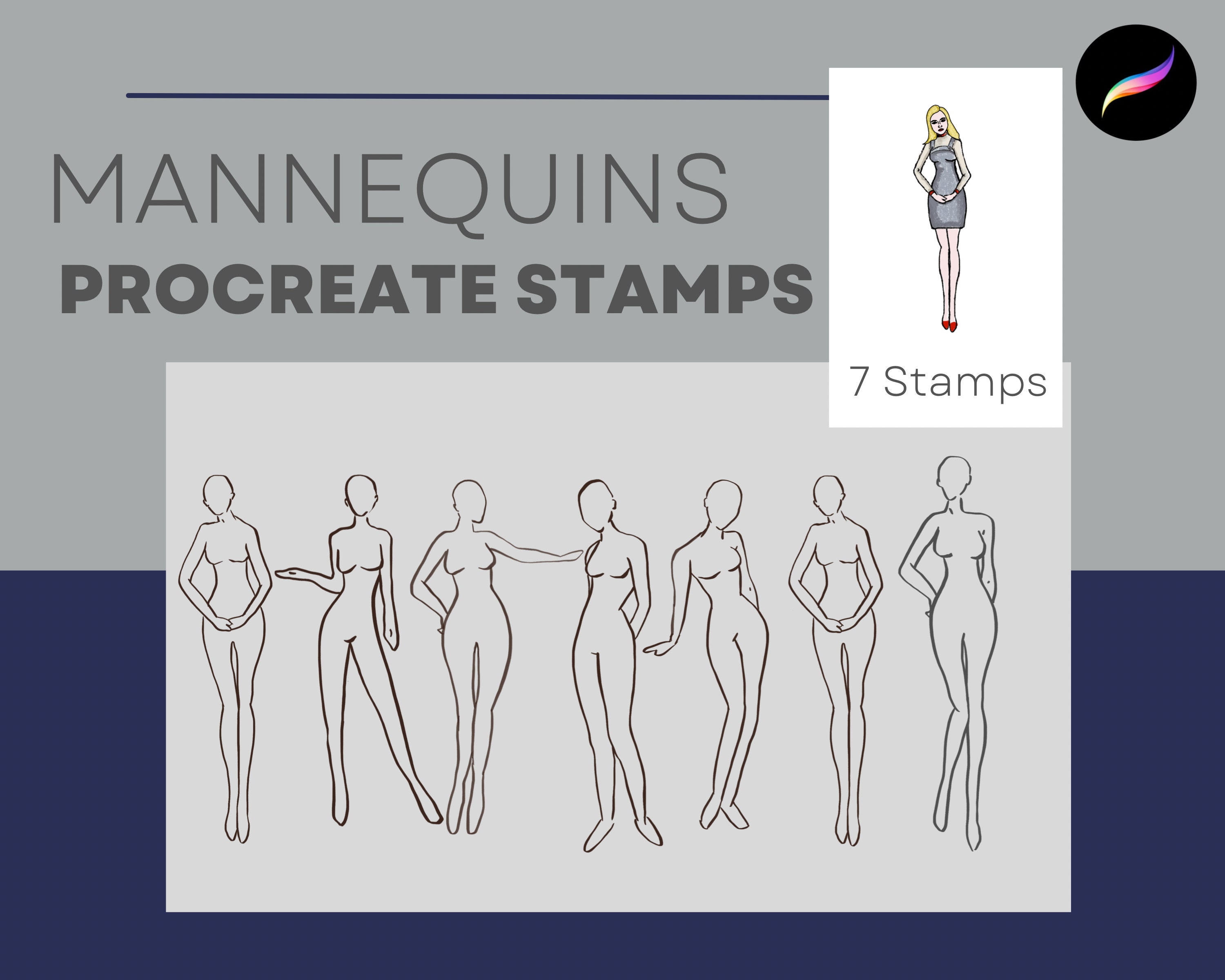 Mannequins Procreate Hand Drawn Stamp Brush Set - 6 X Brushes - Instant ...