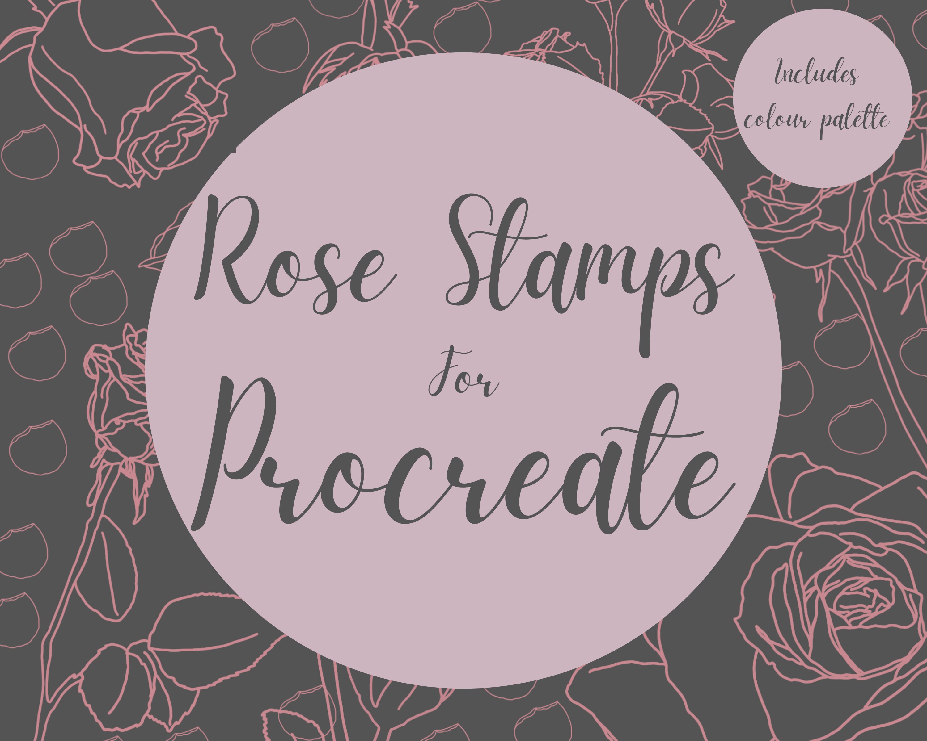 Rose Procreate Stamp Brush Set 12 X Brushes & 1 X Colour Palette ...