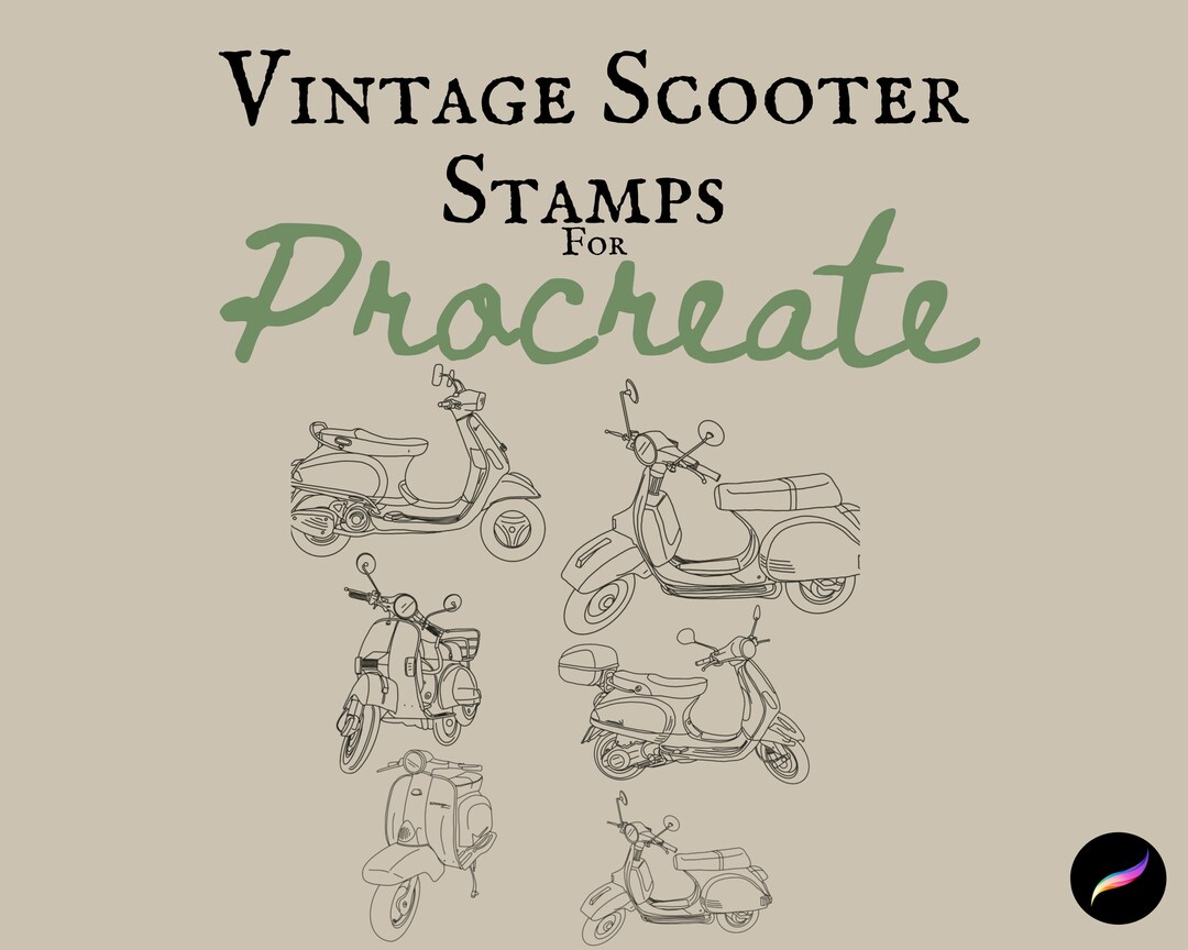 Vintage Scooters Stamps for Procreate - X 5 -digital Download - Etsy