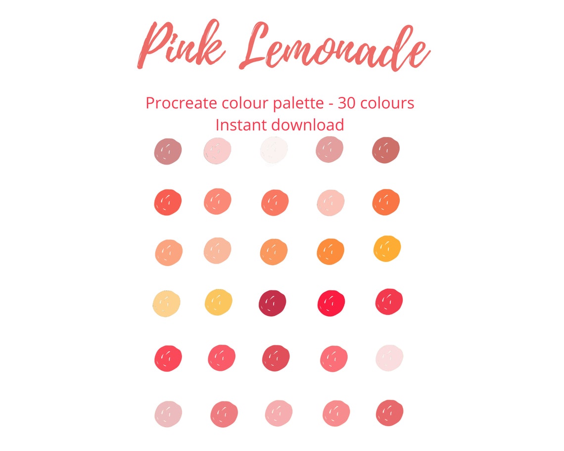 Pink Lemonade Procreate Colour Palette/swatch Instant Download - Etsy