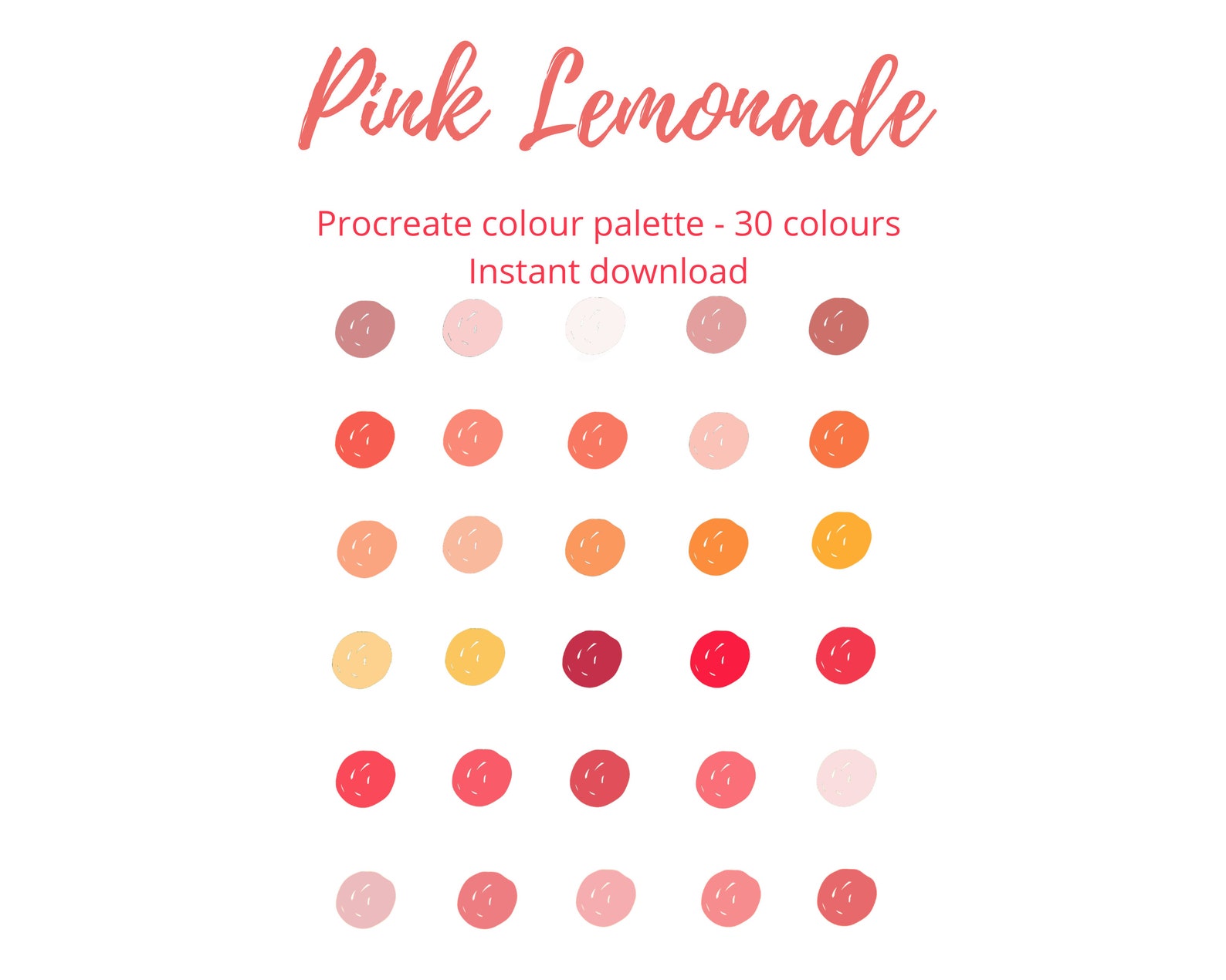 Pink Lemonade Procreate Colour Palette/swatch Instant Download - Etsy