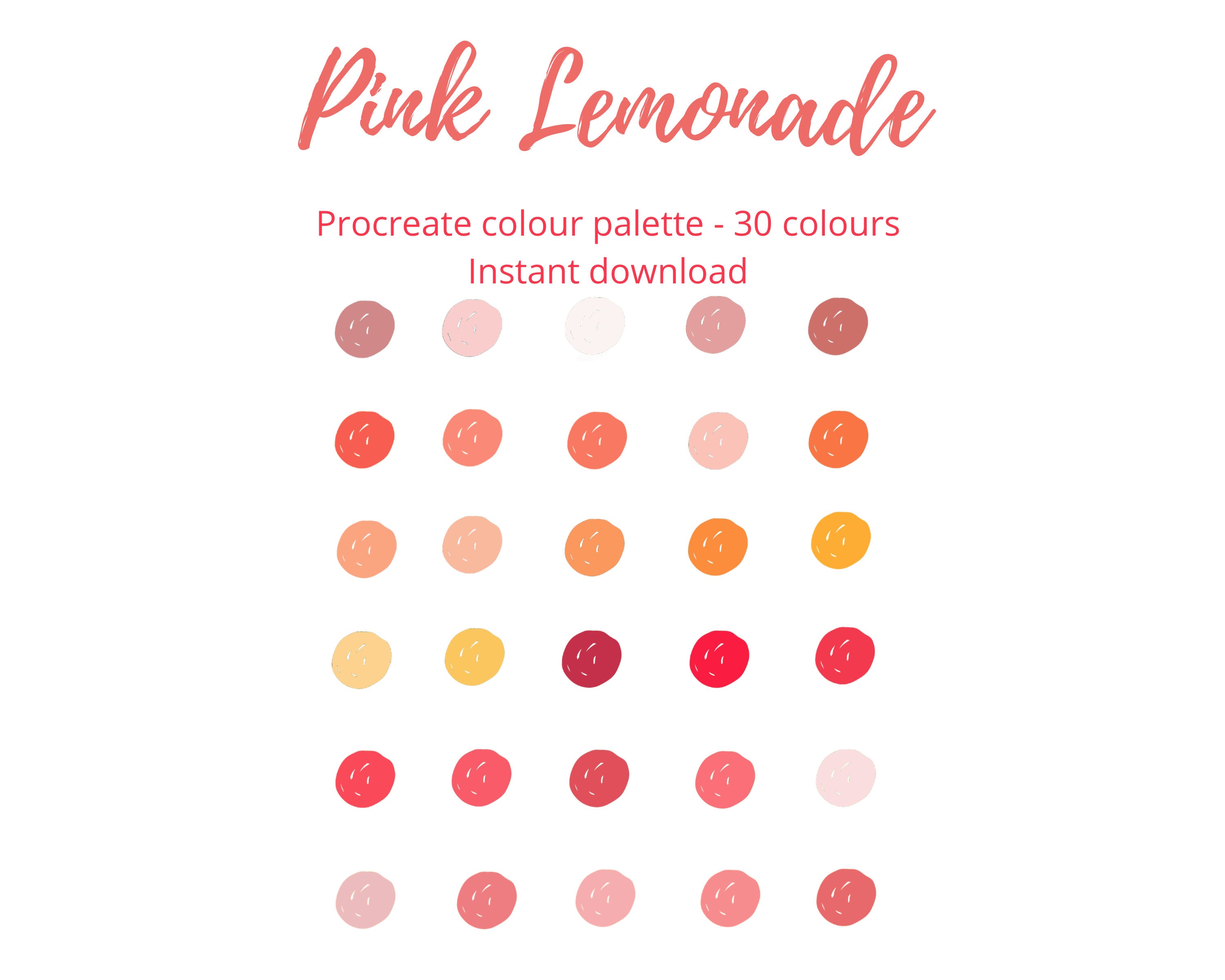 Pink Lemonade Procreate Colour Palette/swatch Instant Download - Etsy