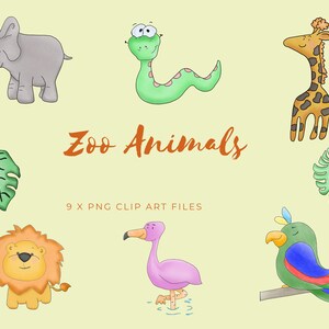 Hand Drawn Clip Art - Zoo Animals- Individual Design Elements - 9 X PNG ...