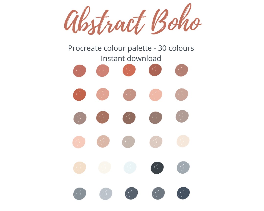 Abstract Boho Procreate Colour Palette / Swatch X 30 Colour Shades ...
